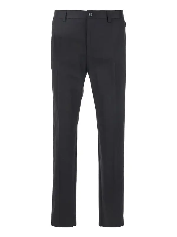 Dolce & Gabbana Cotton Trousers With Embroidered Logo - Black