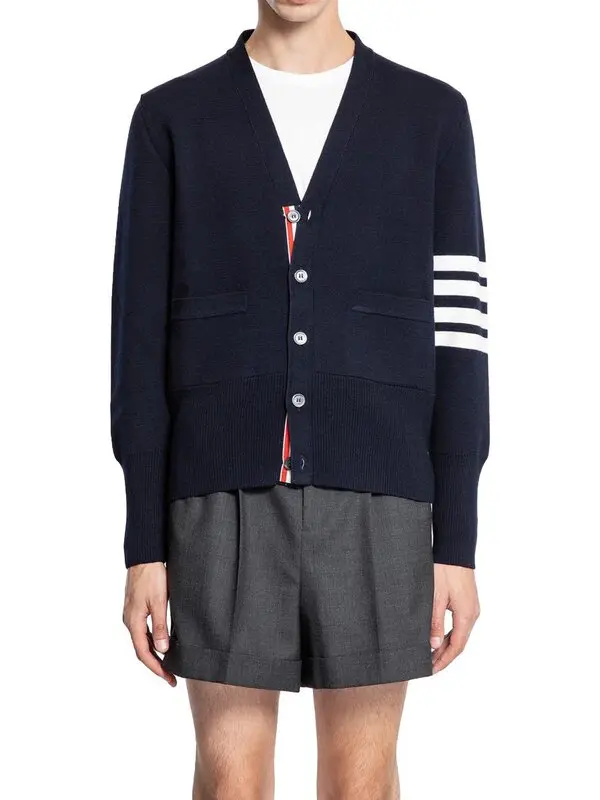 Thom Browne Milano Stitch V-neck Cardigan - Blue