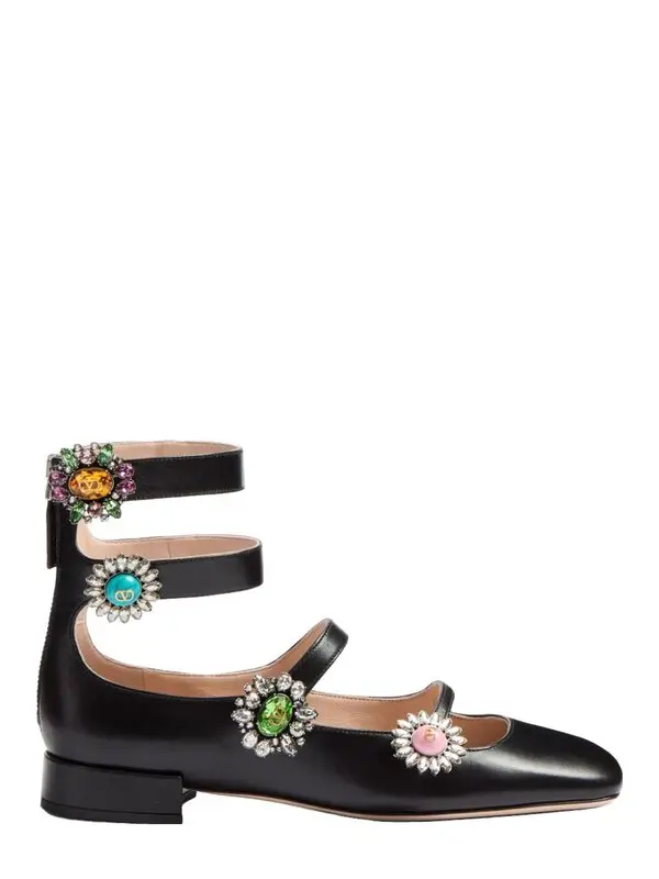 Valentino Garavani Flat Shoes - Nero/crystal/multi