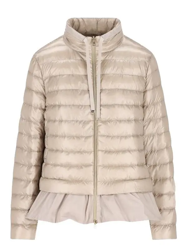 Herno Lightweight Down Jacket With Peplum Profile - Beige