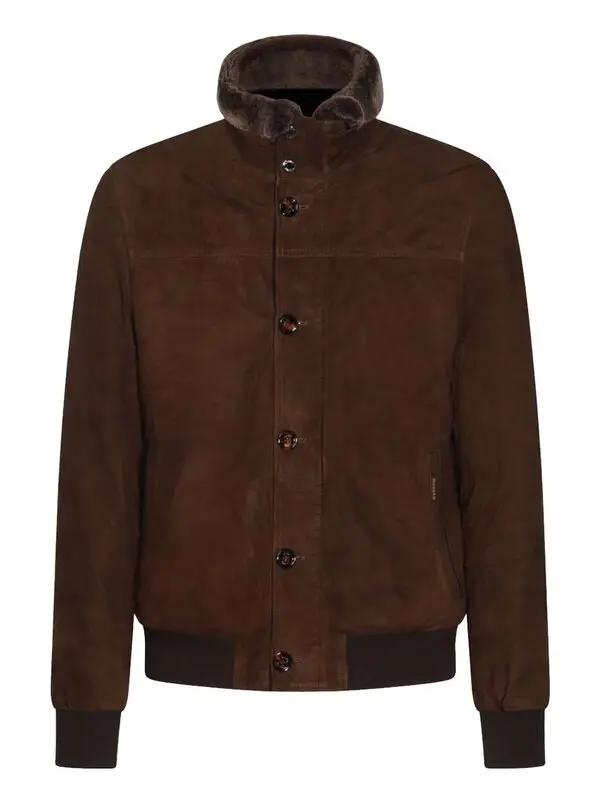 MOORER Lambskin Suede Jacket - Brown