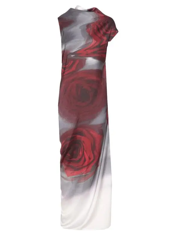 Jean Paul Gaultier Long Draped Dress - White/grey/red