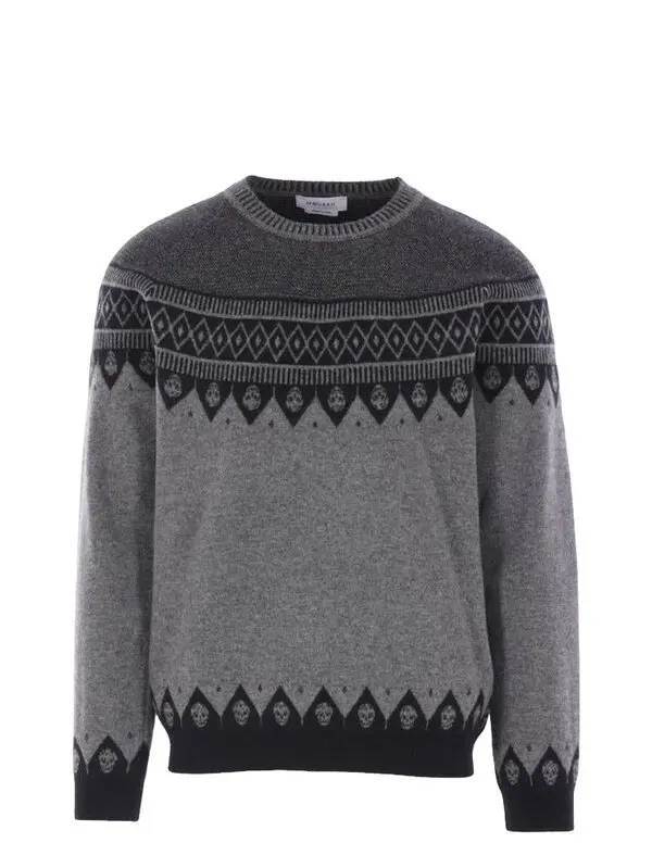 Alexander McQueen Wool Fair Isle Sweater - Black+grey