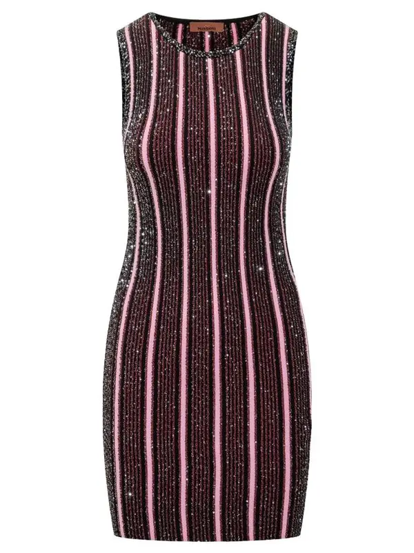 Missoni Sleeveless Striped Glittered Dress - Black