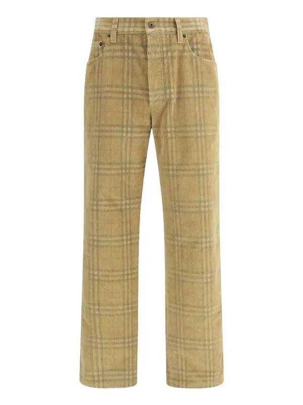 Burberry Archival Check Velvet Ribbed Pants - Brown