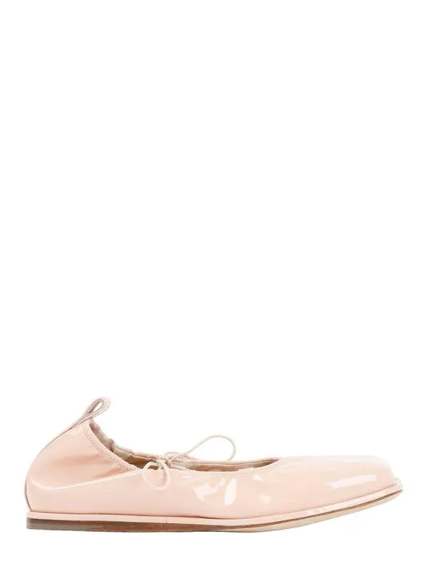 Simone Rocha Pink Powder Patent Leather Lace-up Ballerinas - Beige