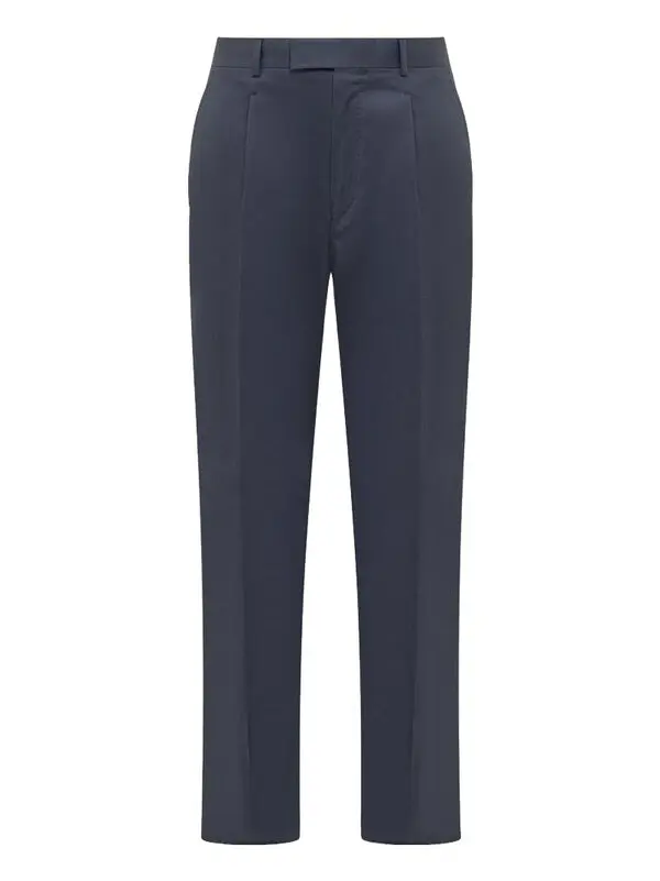 Zegna Long Straight Fit Cotton Pants - Blue