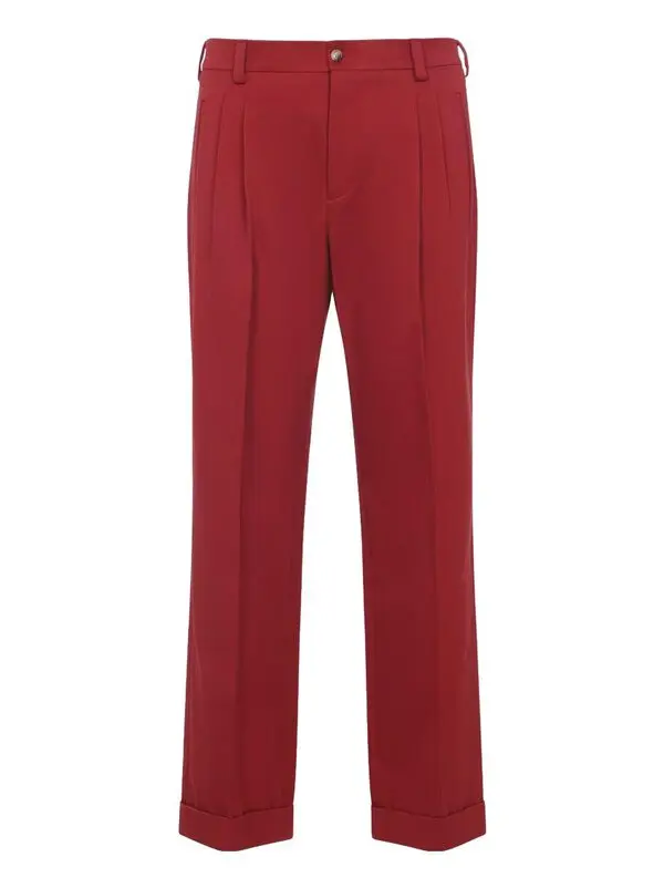 Valentino Garavani Pleated Cotton Trousers - Red