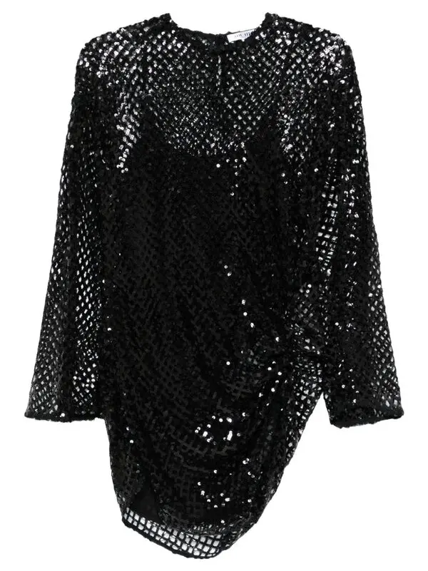 Attico Short Mesh Dress - Black