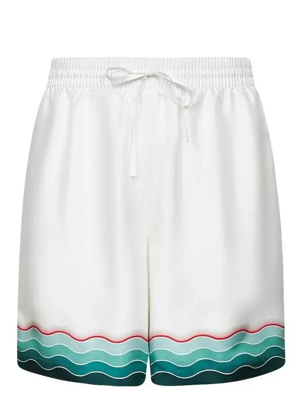 Casablanca Wave-print Silk Shorts - White
