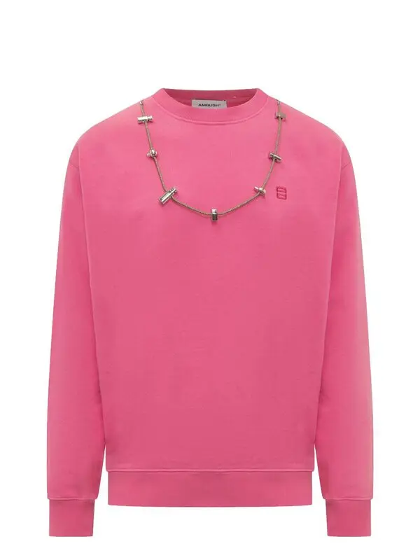 AMBUSH Long-sleeved Sweatshirt With Applied Necklace - Pink