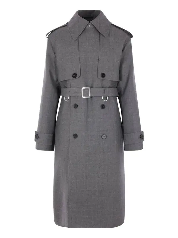JIL SANDER Double-breasted Trench Coat - Grey