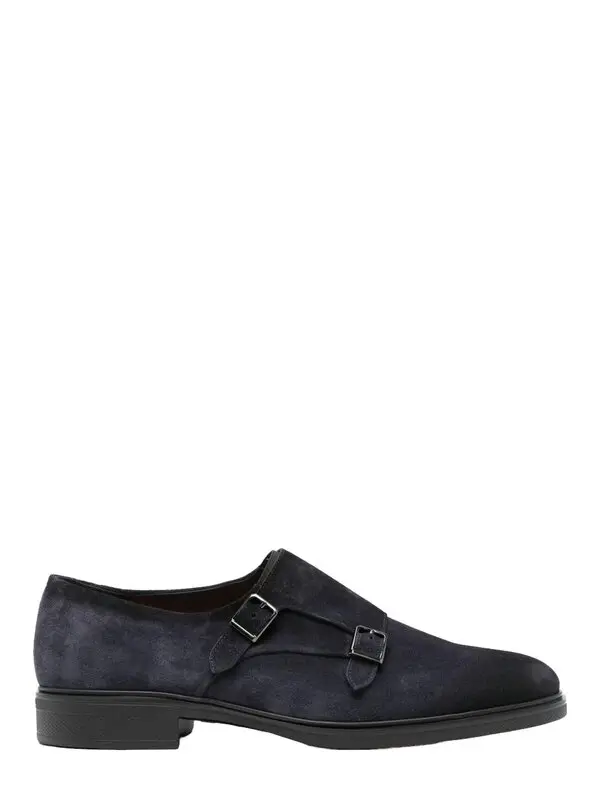Santoni Suede Buckled Loafers - Blue