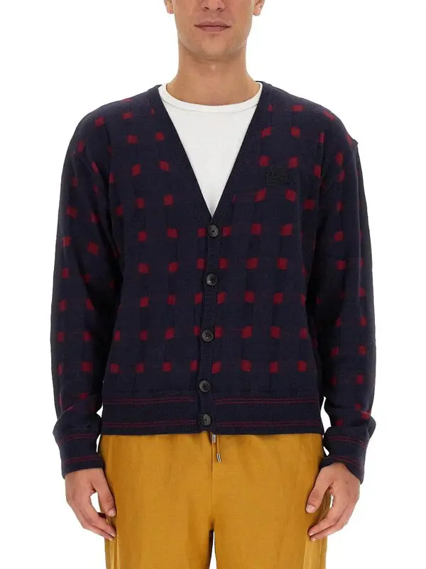 Etro Regular Fit V-neck Cardigan - Blue