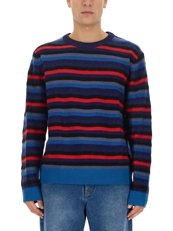 Paul Smith Striped Wool-blend Jersey - Blue