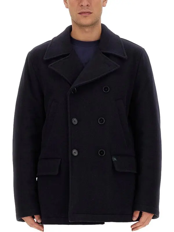 FAY Regular Fit Wool Coat - Blue