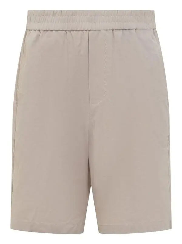 Ami Cotton Bermuda Shorts With Logo - Beige