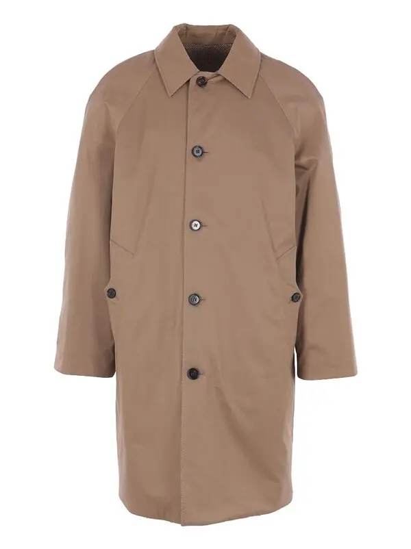 Burberry Reversible Gabardine And Wool Coat - Clay Brown