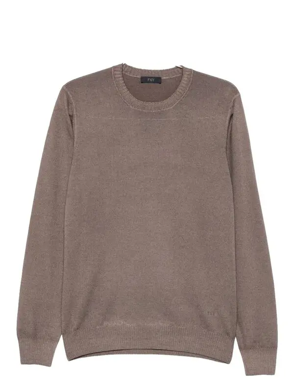 FAY Wool Crew Neck Sweater - Beige