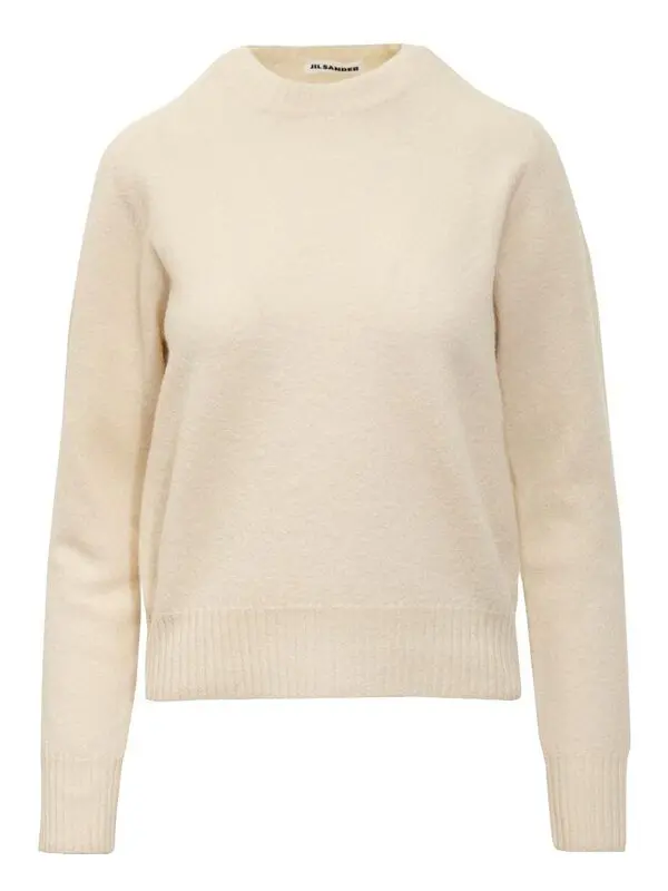 JIL SANDER Boiled Wool Crew Neck Sweater - Beige