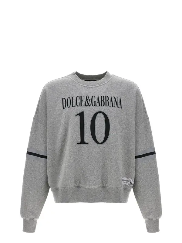 Dolce & Gabbana Brushed Cotton Sweatshirt With Front Print - Gray