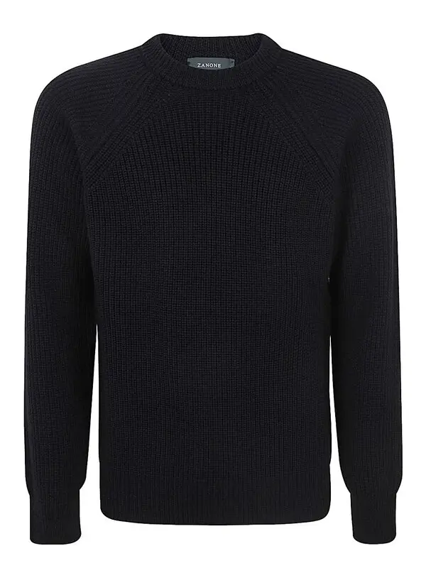 ZANONE Giro Rag Slim Fit Crewneck - Black