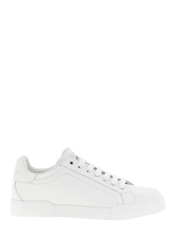 Dolce & Gabbana Portofino Leather Sneakers - White