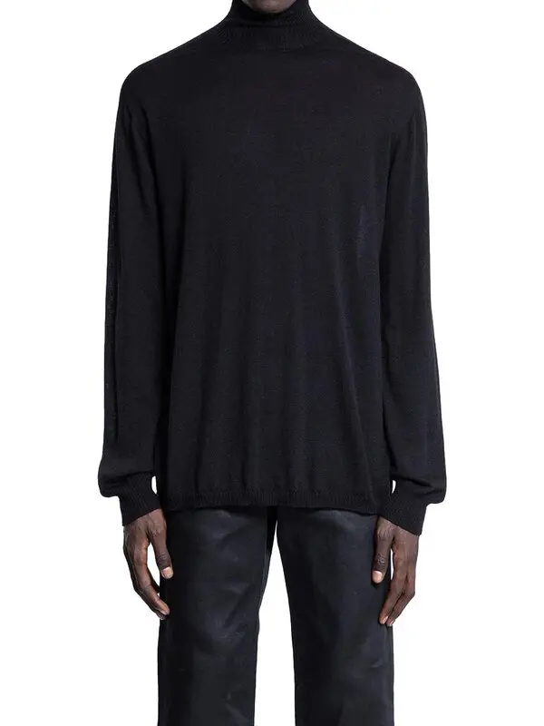 Rick Owens Oversized Turtleneck Knitwear - Black
