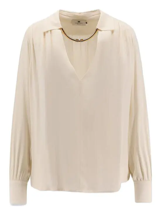 Elisabetta Franchi Viscose Georgette Shirt - Beige