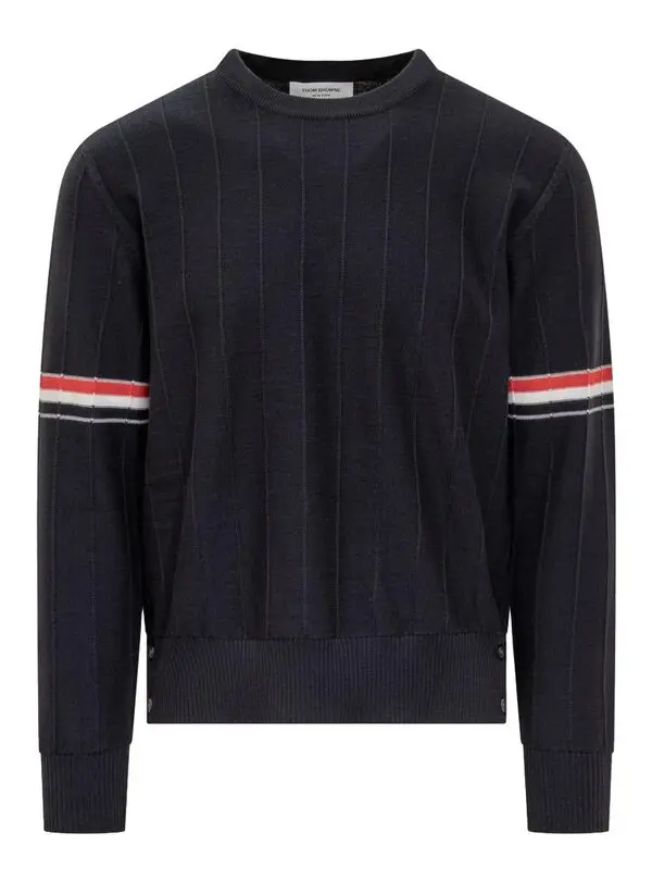 Thom Browne 4-bar Striped Pattern Virgin Wool Pullover - Blue