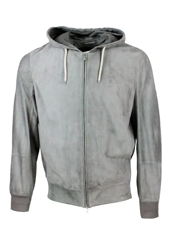 Brunello Cucinelli Leather Jacket - Grey
