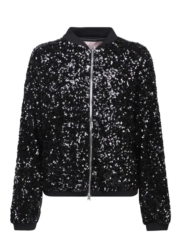 Herno Sequin-covered Bomber Jacket - Black