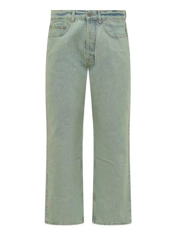 Palm Angels Wide Leg Overdye Jeans - Green