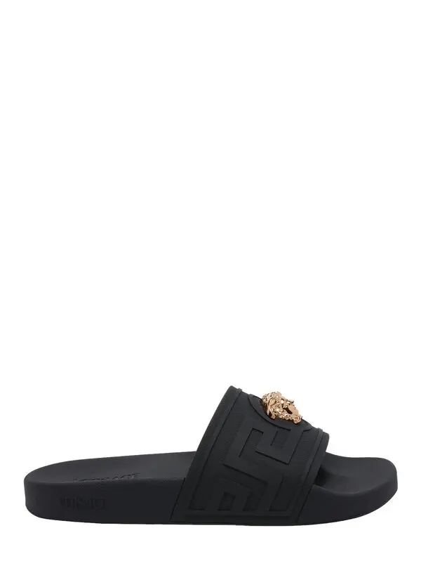 Versace La Medusa Slide Sandals - Black