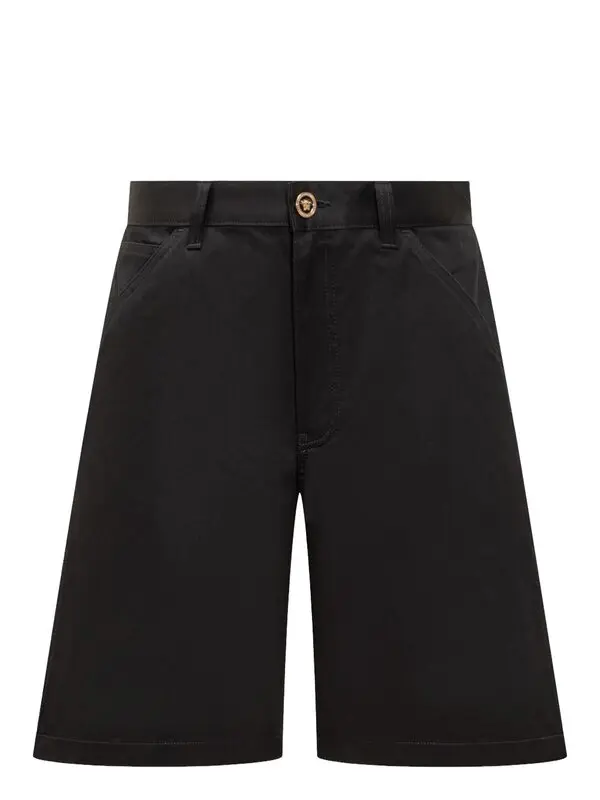Versace Gabardine Cargo Short Pants - Black