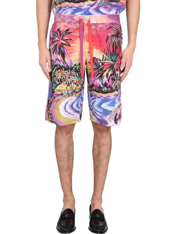 Dolce & Gabbana Bermuda Shorts With Hawaii Print - Multicolour