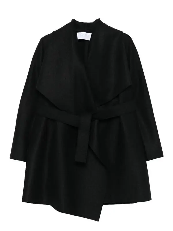 Harris Wharf London Wrap-front Belted Coat - Black