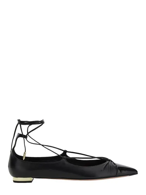 AQUAZZURA Gabi Ballet Shoes With Criss-crossed Ankle Strap - Black