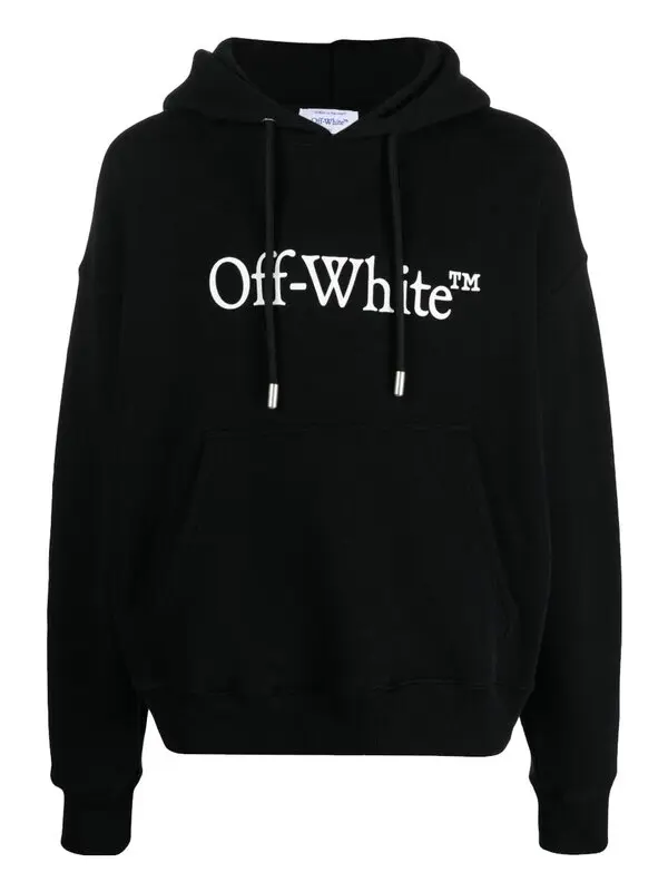 Off-White Cotton Hoodie With Logo - Black
