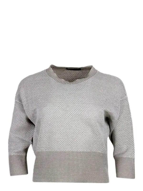 Fabiana Filippi Crew-neck Linen And Cotton Sweater - Beige