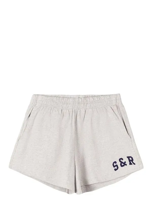 SPORTY & RICH Heather Logo Shorts - Grey