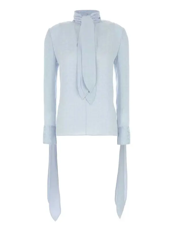 Givenchy Pussy-bow Silk Top - Bleu Pale