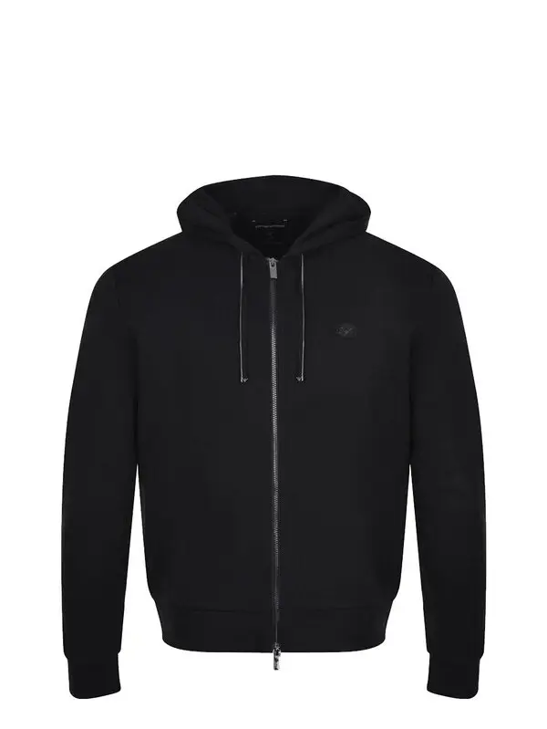 Emporio Armani Cotton Sweatshirt With Embossed Logo - Black