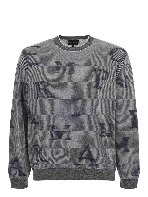 Emporio Armani Striped Virgin Wool Sweater - Grigio/blu Scuro