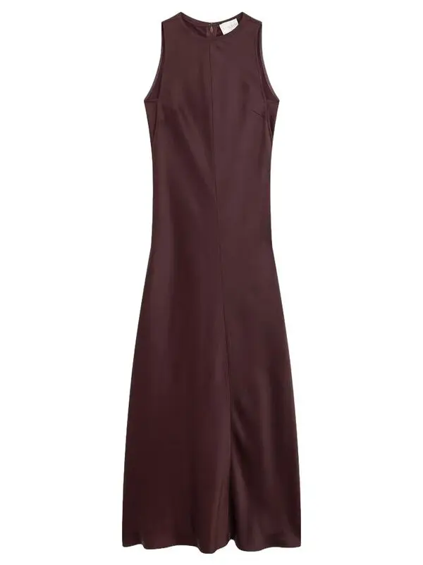 FORTE_FORTE Acetate Ankle Length Dress - Brown
