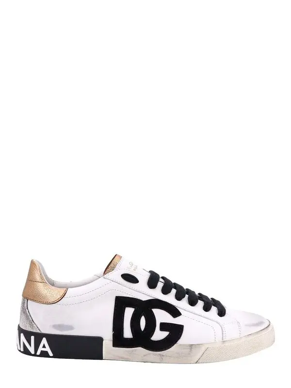 Dolce & Gabbana Portofino Leather Sneakers - White