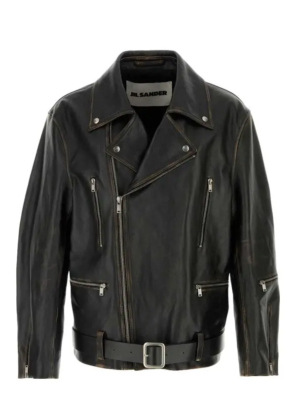 JIL SANDER Leather Jacket - Black