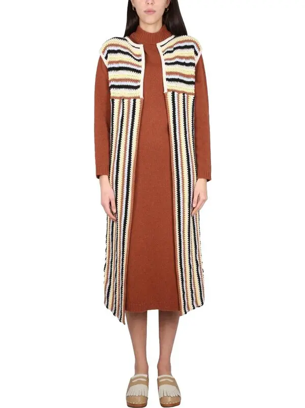 ALYSI Long Striped Vest - Multicolour