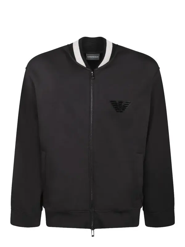 Emporio Armani Wool Jersey Bomber Jacket - Black