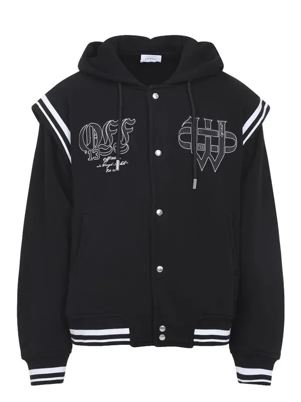 Off-White Gothic Fleece Varsity Jacket - Black